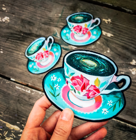 Teacup Galaxy Glitter Sticker – sbnature Store