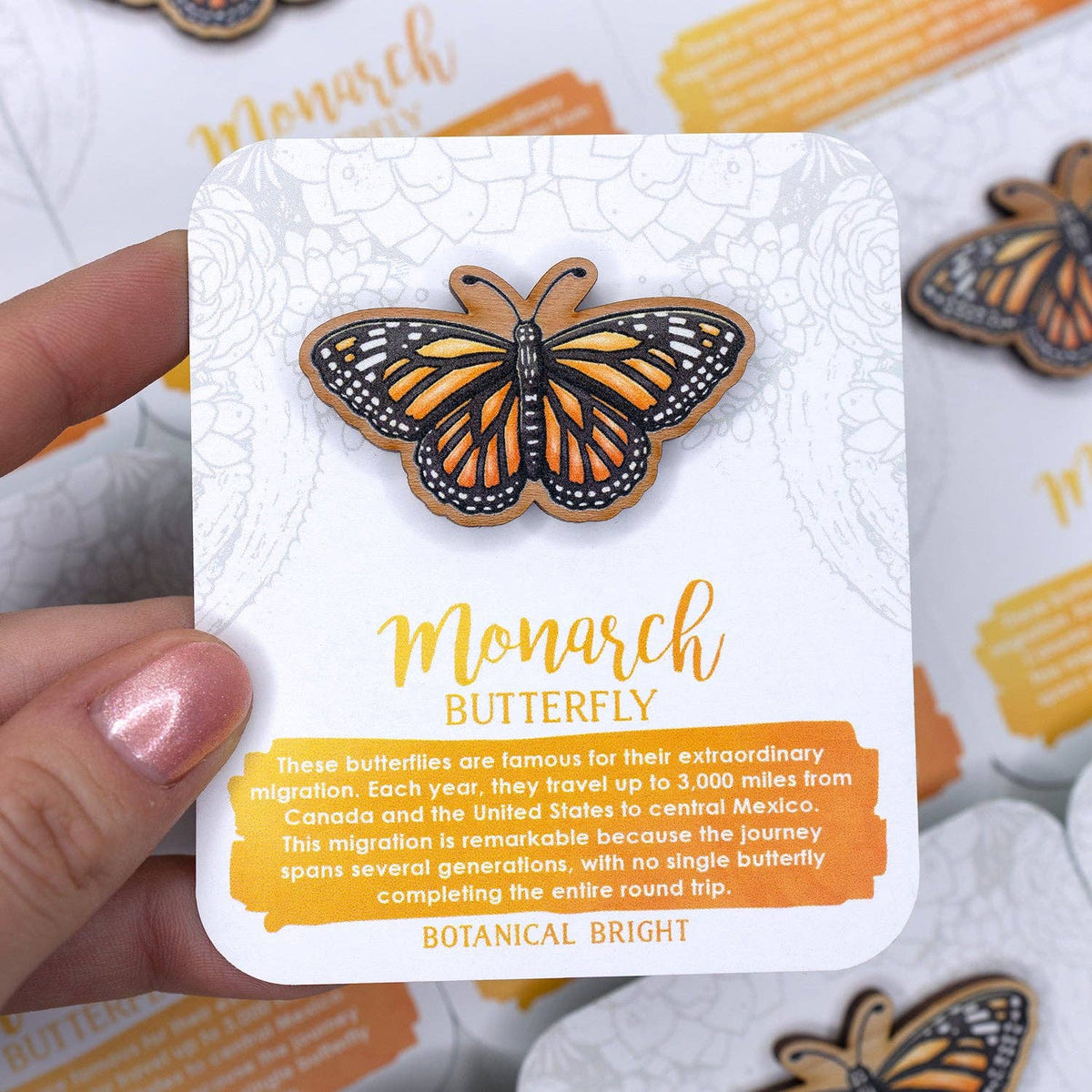 Monarch Butterfly Wood Pin – sbnature Store