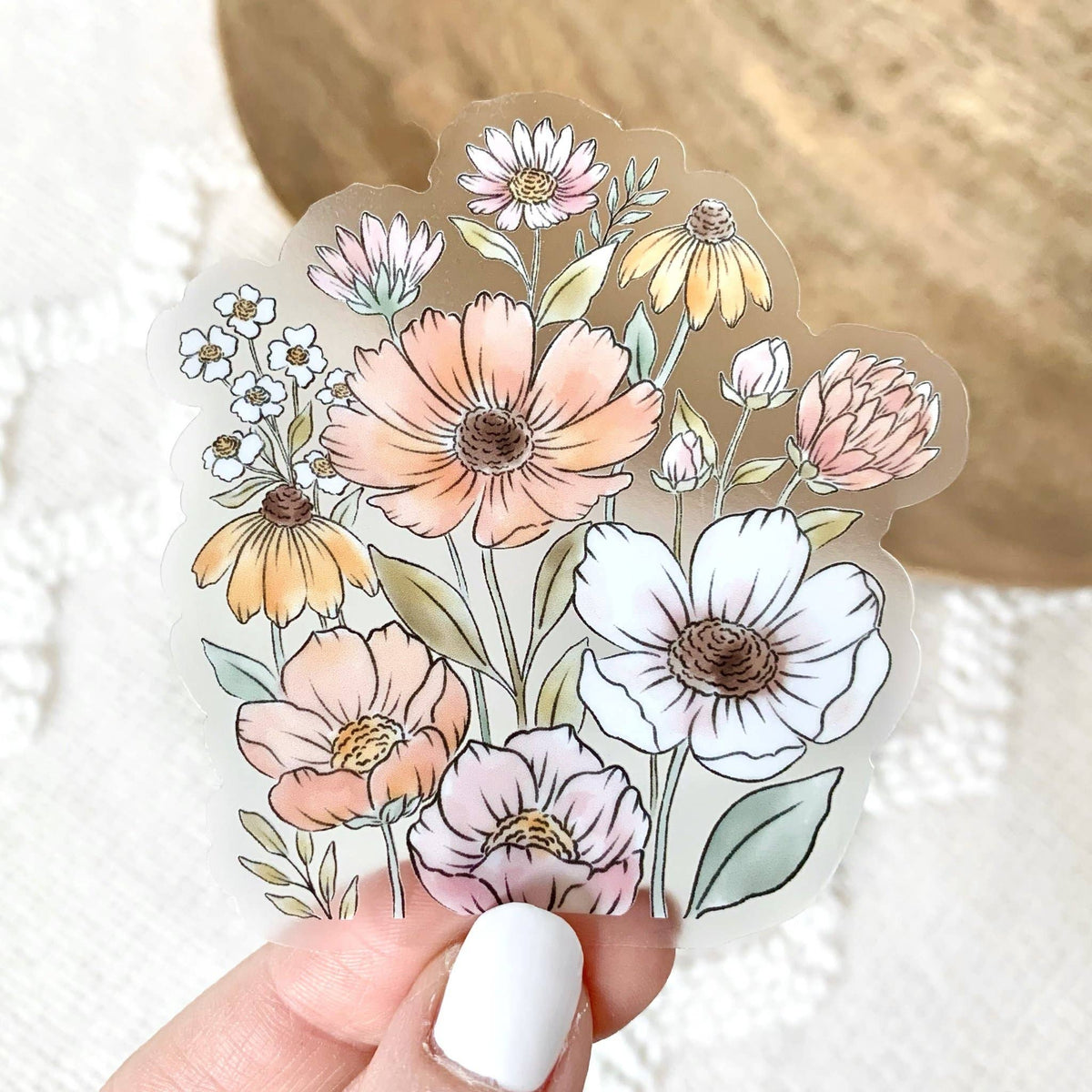 Clear Wildflower Bunch Sticker – sbnature Store