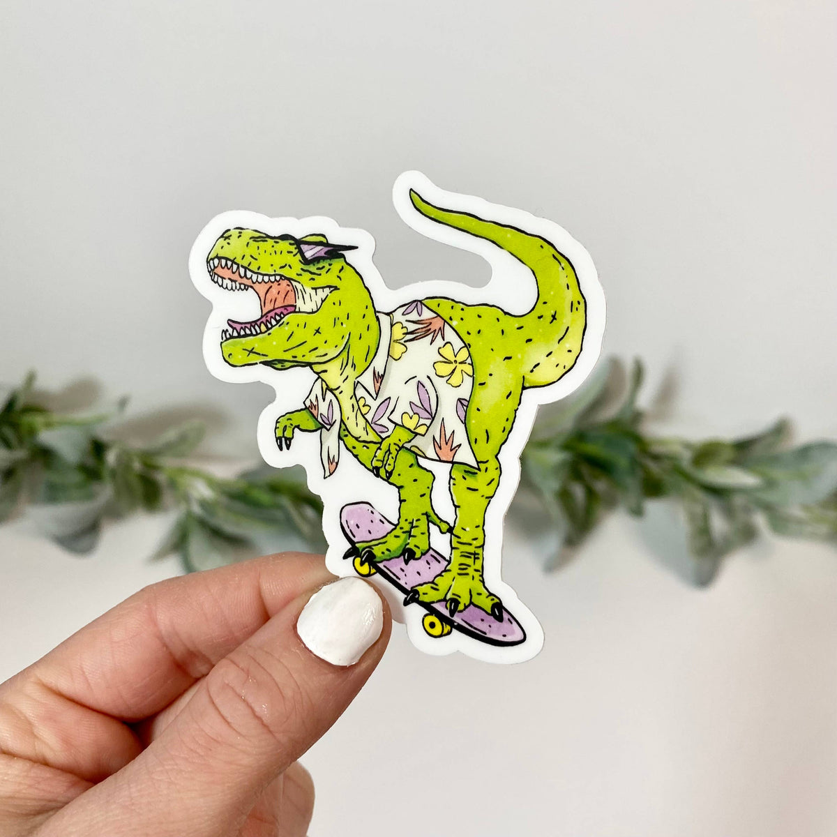 Rad Skateboard T-Rex Dinosaur Sticker – sbnature Store